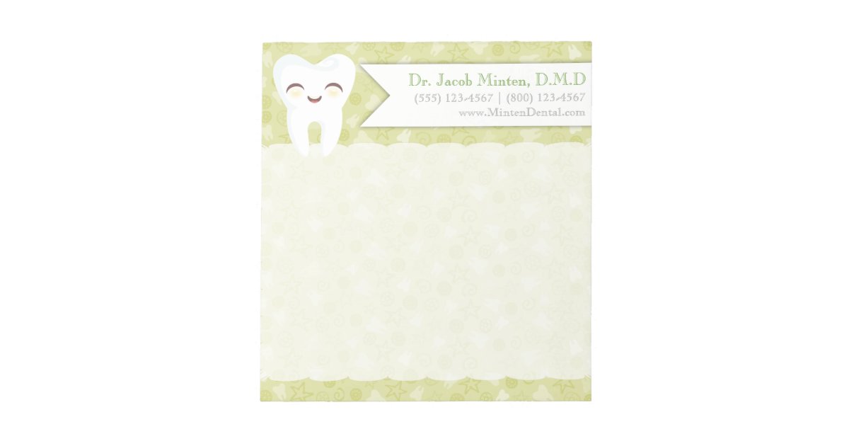 Cute Tooth - Green Custom Notepad | Zazzle