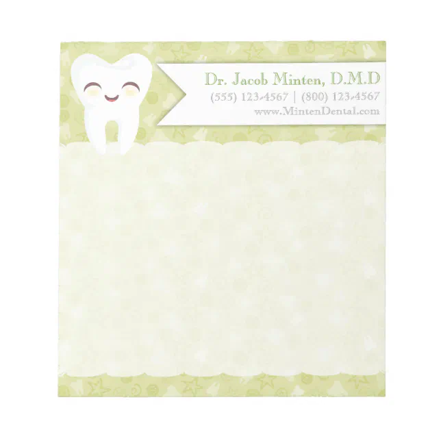 Cute Tooth - Green Custom Notepad | Zazzle