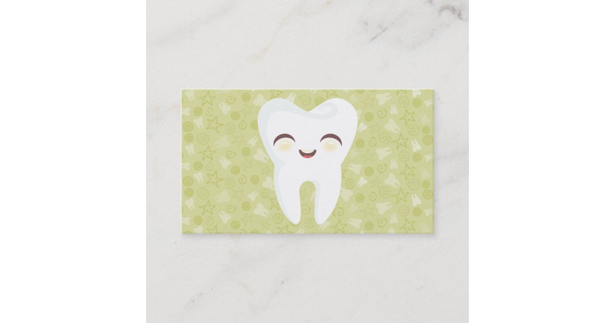 Cute Tooth - Green Personalized Business Cards | Zazzle