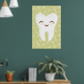Cute Tooth on Green Pattern Wall Art Poster | Zazzle