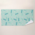 Cute Tooth Teal Mint Toothpaste Toothbrush Pattern Bath Towel Set | Zazzle