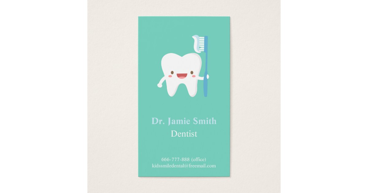 Cute Tooth Toothbrush Kids Dental Business Cards | Zazzle.com