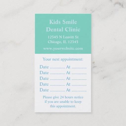 Cute Tooth Toothbrush Kids Dental Business Cards | Zazzle