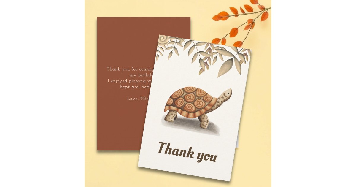 Cute Tortoise Birthday Thank You Card | Zazzle