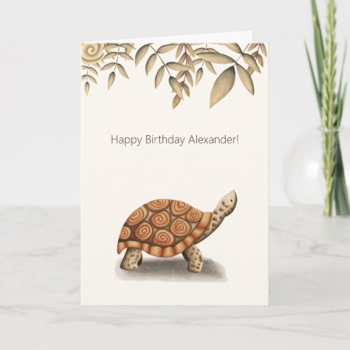 Cute Tortoise Brown Personalized Birthday Card | Zazzle