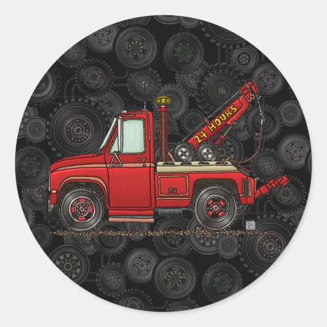 Cute Tow Truck Wrecker Classic Round Sticker | Zazzle