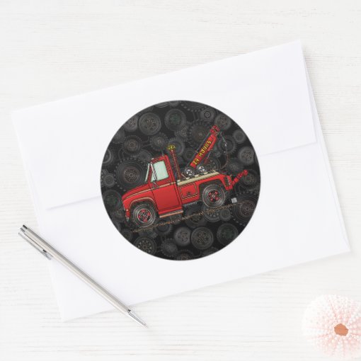 Cute Tow Truck Wrecker Classic Round Sticker | Zazzle