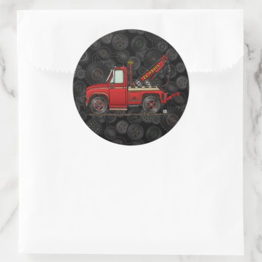 Cute Tow Truck Wrecker Classic Round Sticker | Zazzle