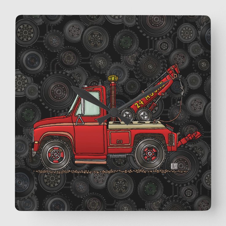 Cute Tow Truck Wrecker Square Wall Clock | Zazzle
