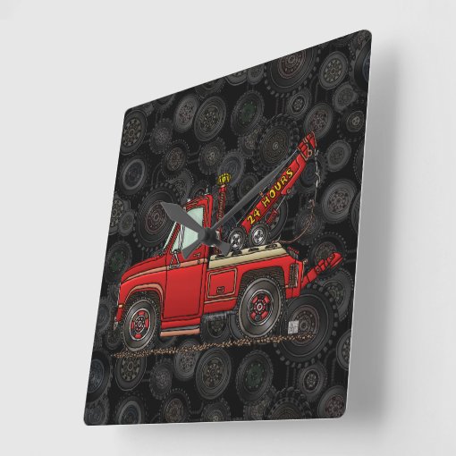 Cute Tow Truck Wrecker Square Wall Clock | Zazzle