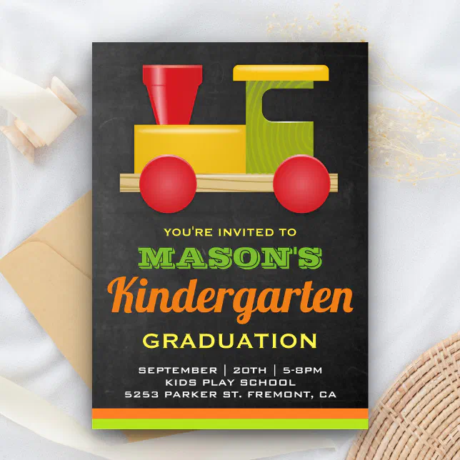 Cute Toy Train Preschool Graduation Invitation | Zazzle