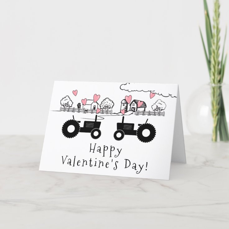 Cute Tractors in LOVE Farm Happy Valentine's Day Holiday Card | Zazzle