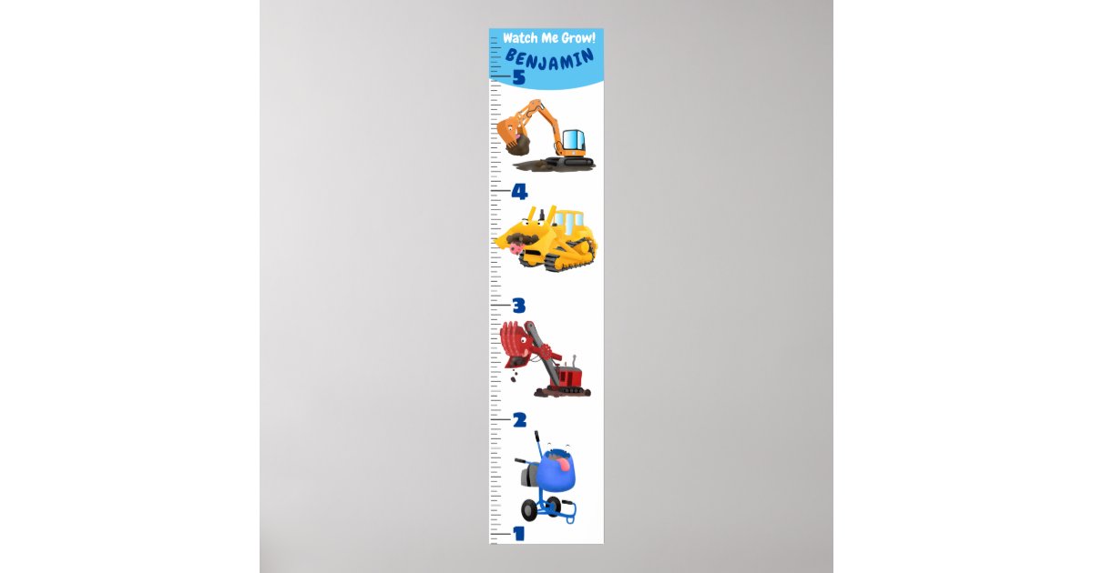 Cute transport cartoon growth chart | Zazzle