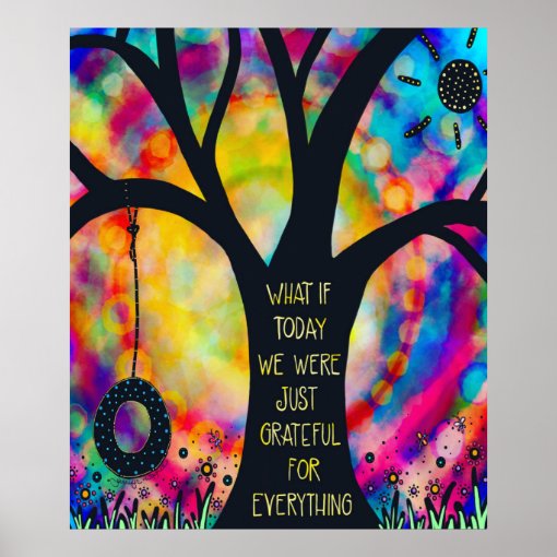 Cute Tree Swing Colorful inspirational classroom Poster | Zazzle