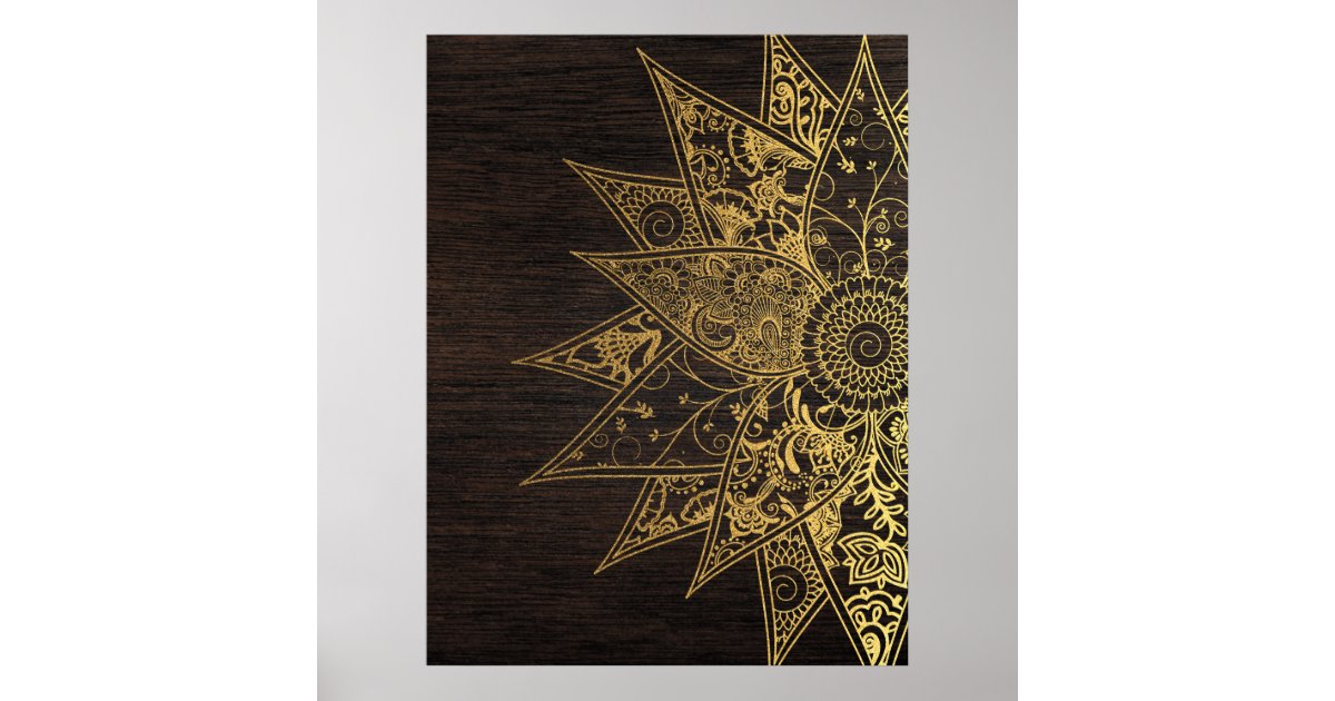 Cute trendy flower henna hand drawn design poster | Zazzle
