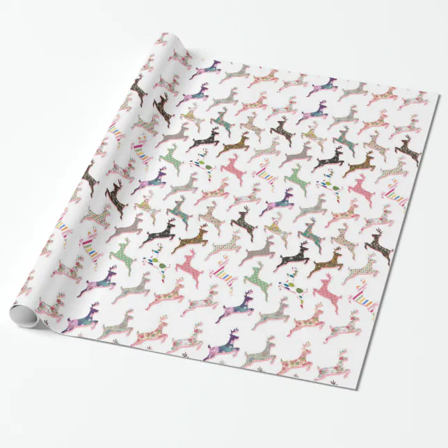 Cute trendy girly deer pattern wrapping paper | Zazzle