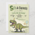 Cute TRex Dinosaur Six-A-Saurus 6th Birthday Party Invitation | Zazzle