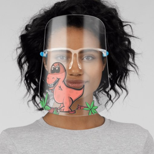 Cute Trex Dinosaur Tyrannosaurus Rex Dinosaur Face Shield | Zazzle