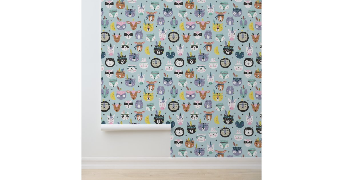 Cute Tribal Face Pattern Wallpaper | Zazzle