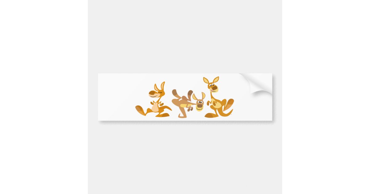 Cute Trio of Cartoon Kangaroos Bumper Sticker | Zazzle