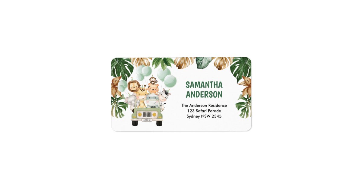 Cute Tropical Safari Wild Animals Return Address Label | Zazzle