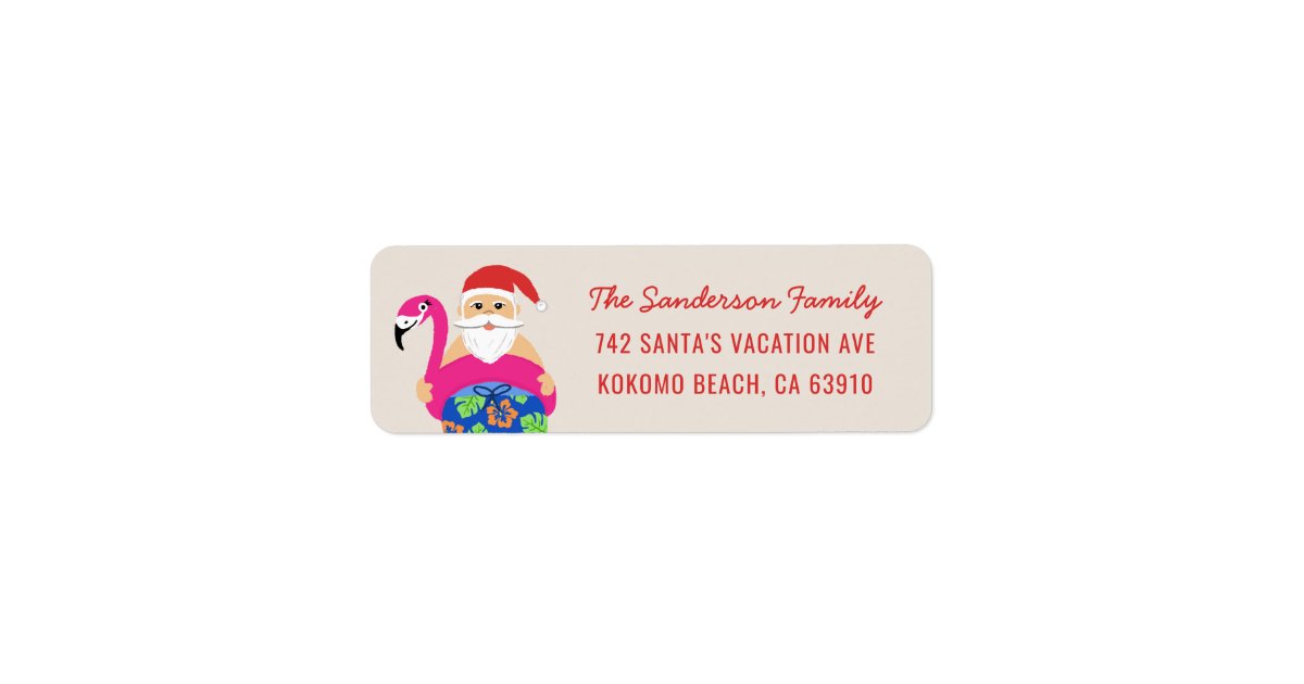 Cute Tropical Santa Christmas in July Pool Float Label | Zazzle