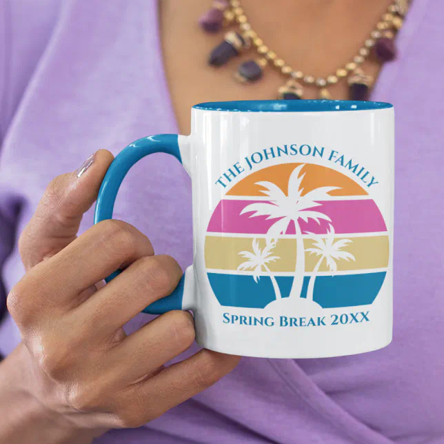 Cute Tropical Sunset Palm Tree Custom Beach House Mug | Zazzle