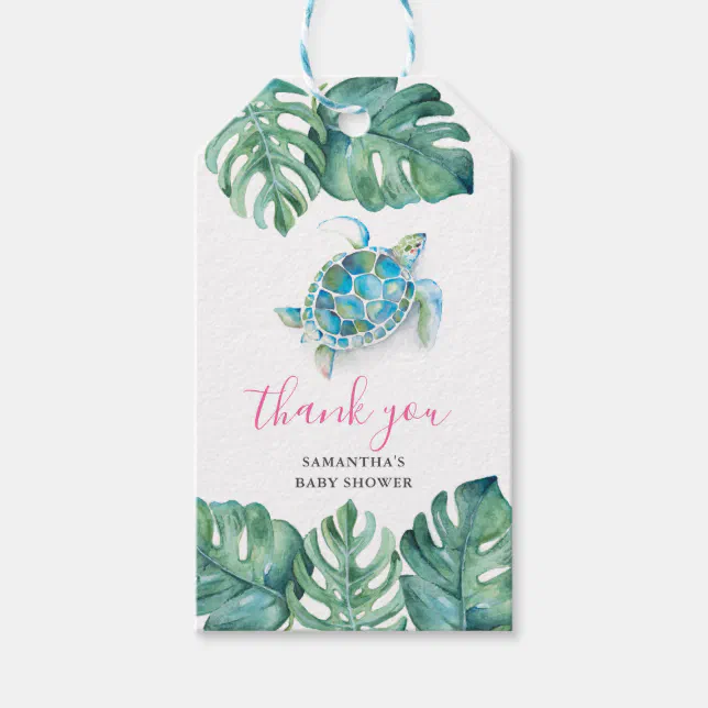 Cute Tropical Watercolor Sea Turtle Favor Gift Tags | Zazzle