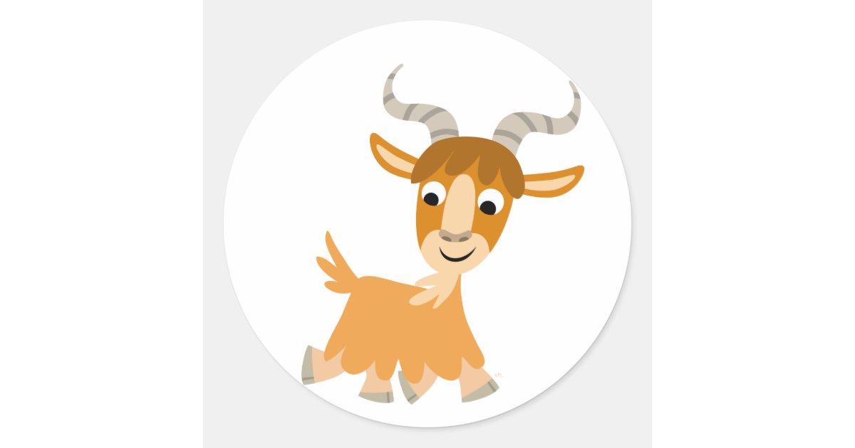 Cute Trotting Cartoon Goat Sticker | Zazzle