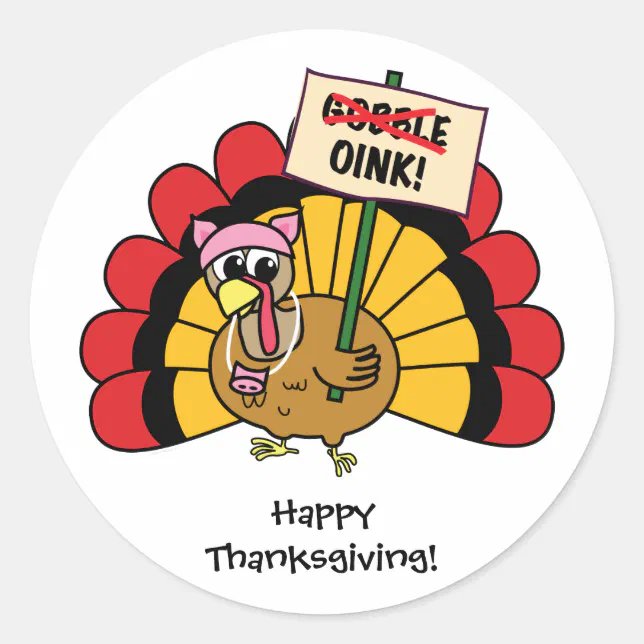 Cute Turkey Customizable Sticker | Zazzle