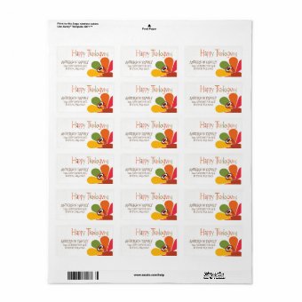 Cute Turkey Happy Thanksgiving Address Label | Zazzle