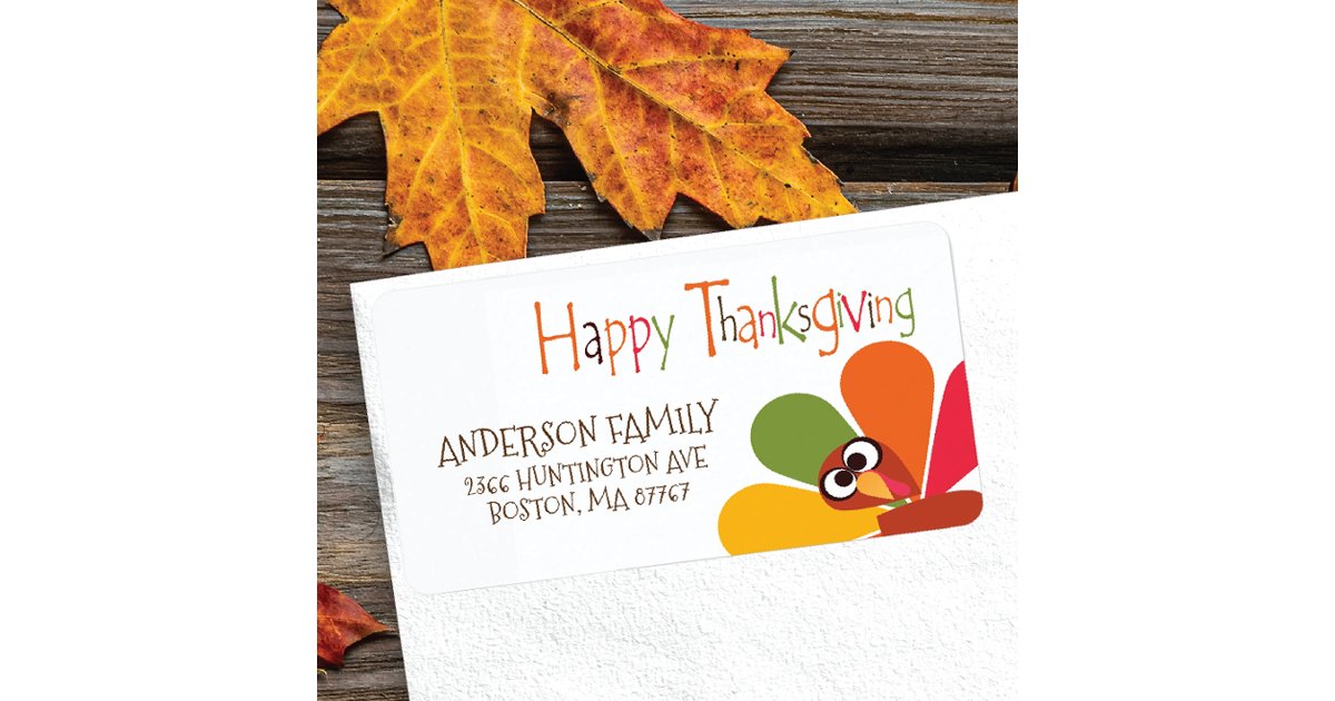 Cute Turkey Happy Thanksgiving Address Label | Zazzle