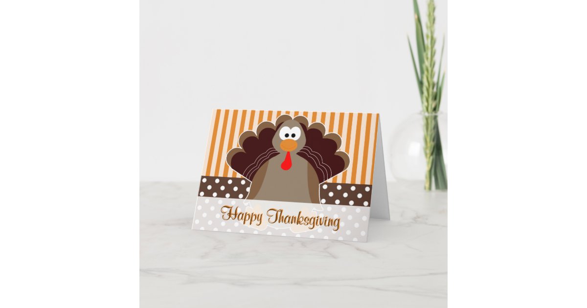 Cute Turkey Happy Thanksgiving Card | Zazzle