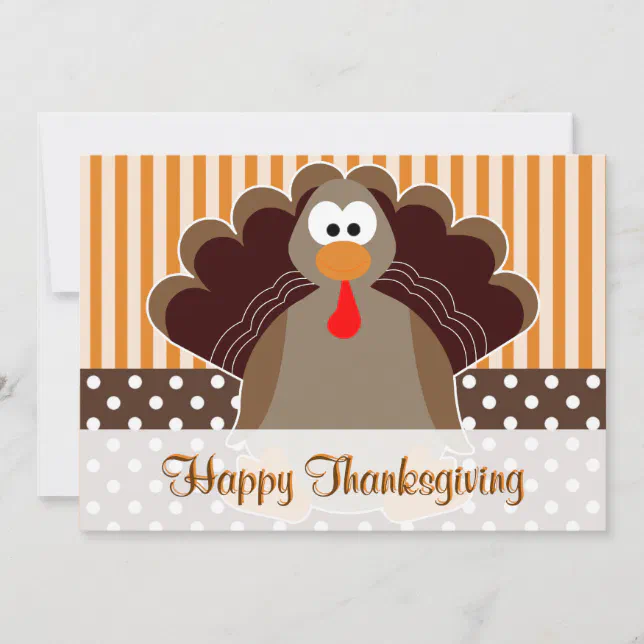 Cute Turkey Happy Thanksgiving Flat Card | Zazzle