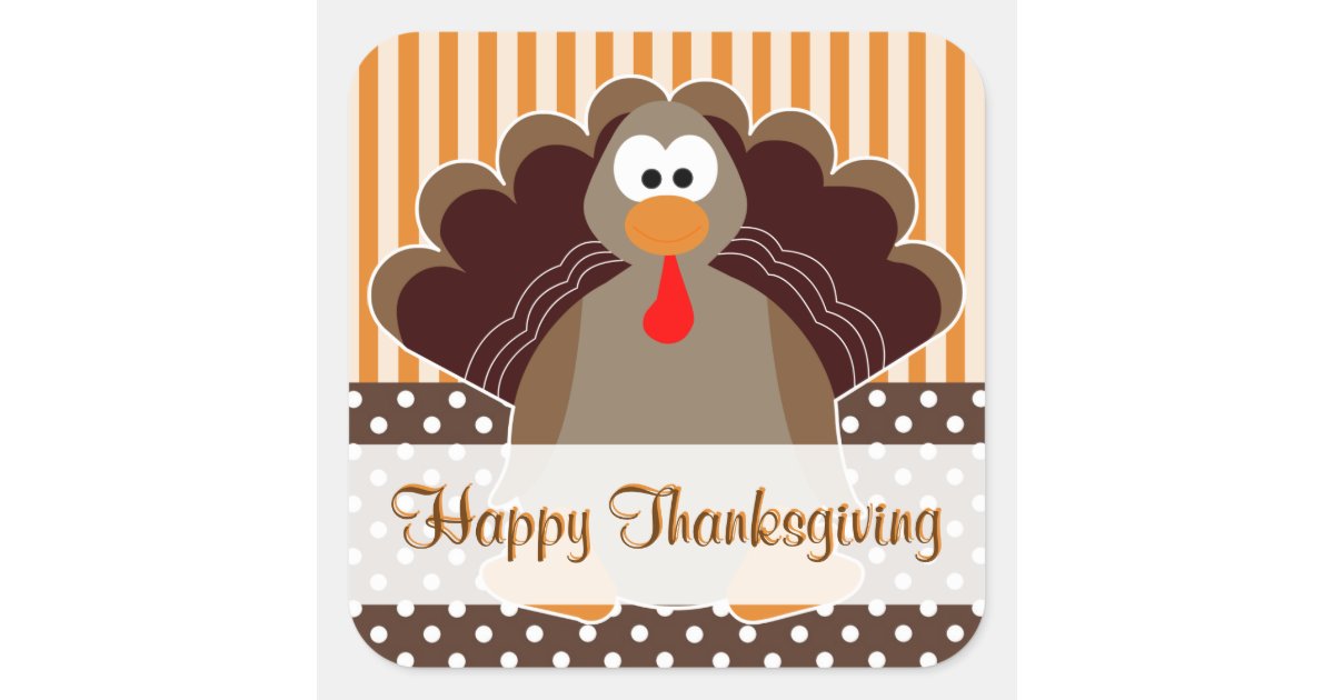 Cute Turkey Happy Thanksgiving Flat Card Sticker | Zazzle