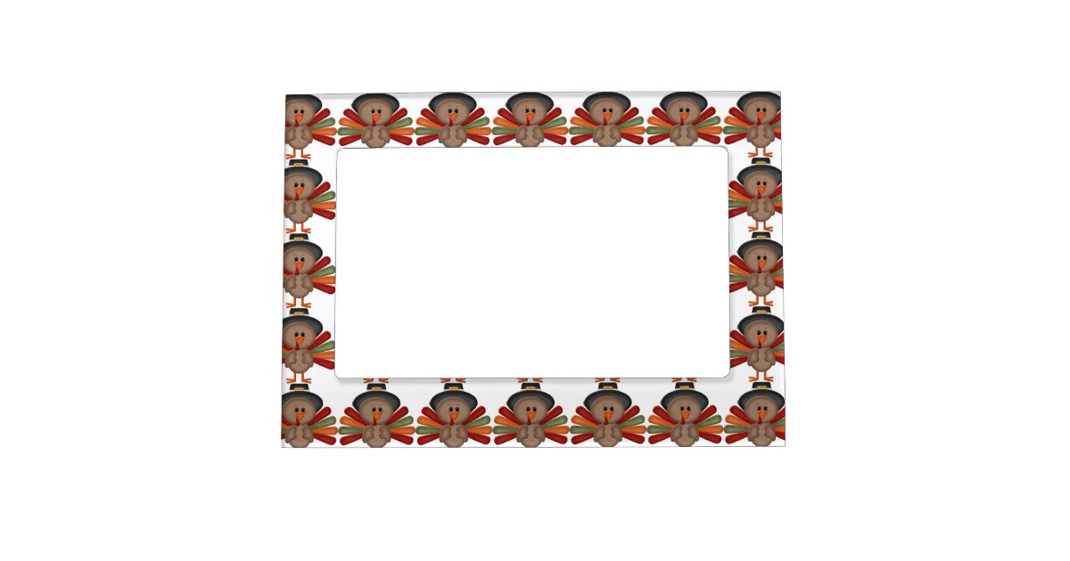 Cute Turkey Thanksgiving (customizable) Magnetic Picture Frame | Zazzle