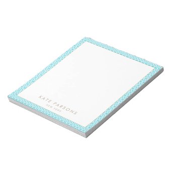 Cute Turquoise Lattice Pattern Notepad | Zazzle