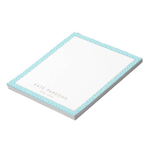 Cute Turquoise Lattice Pattern Notepad | Zazzle