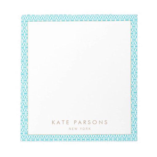Cute Turquoise Lattice Pattern Notepad | Zazzle