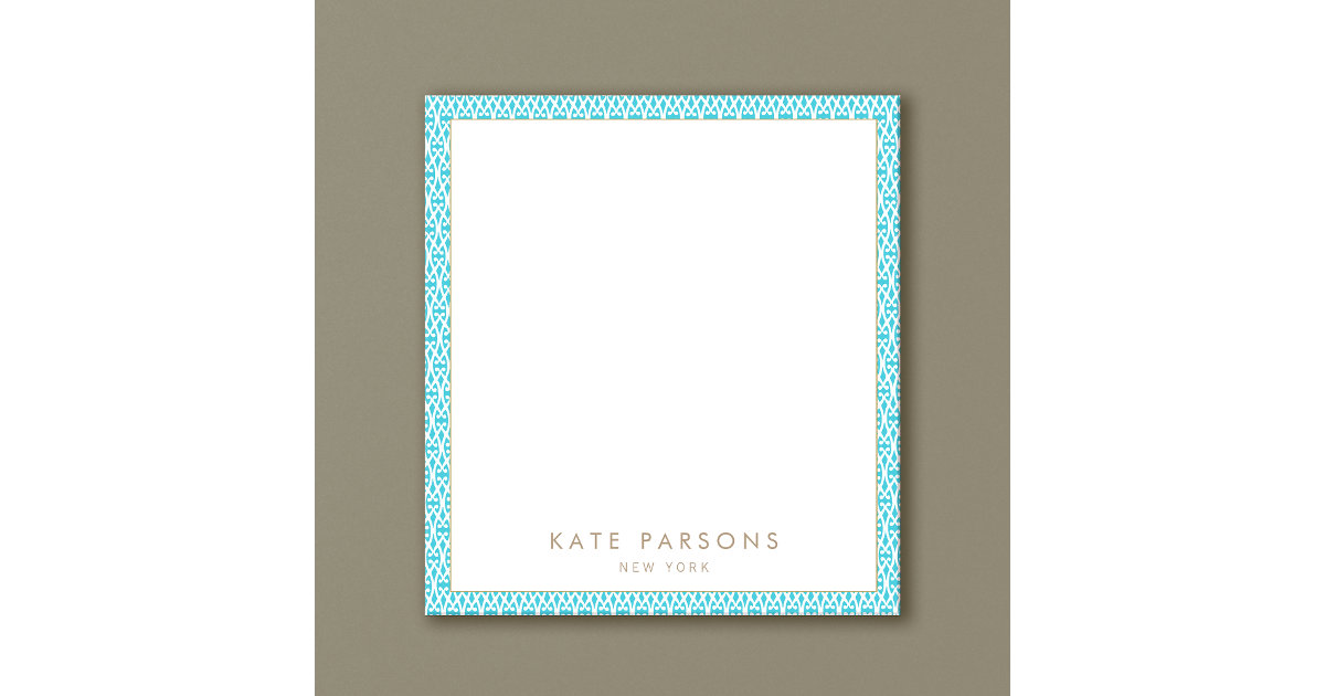 Cute Turquoise Lattice Pattern Notepad | Zazzle