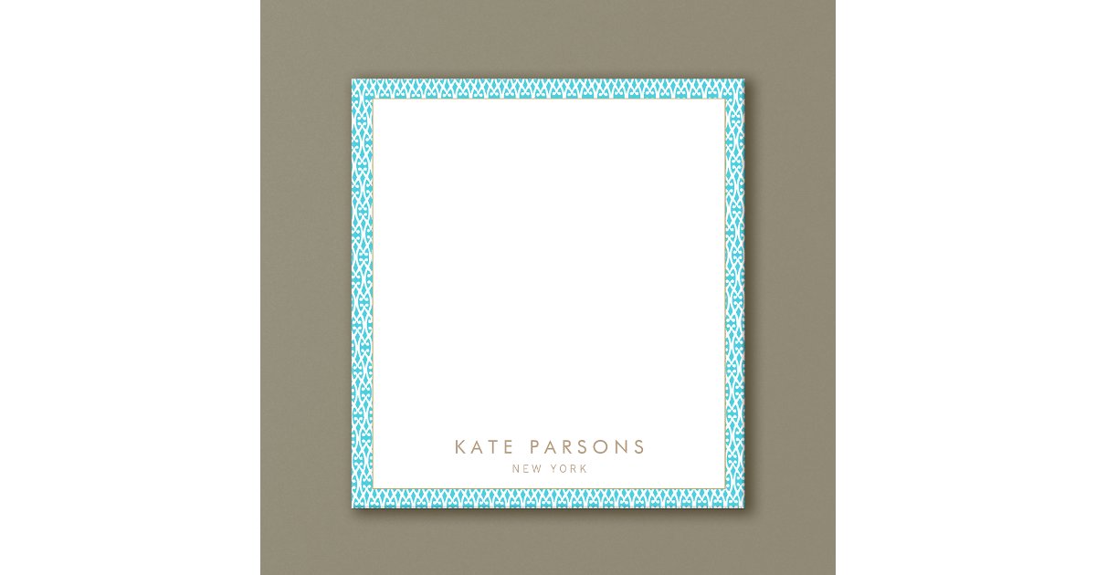 Cute Turquoise Lattice Pattern Notepad | Zazzle