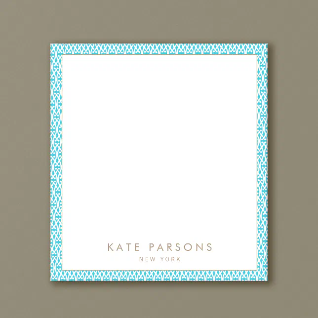 Cute Turquoise Lattice Pattern Notepad | Zazzle
