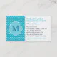 Cute Turquoise Polka Dots With Girly Monogram Business Card | Zazzle