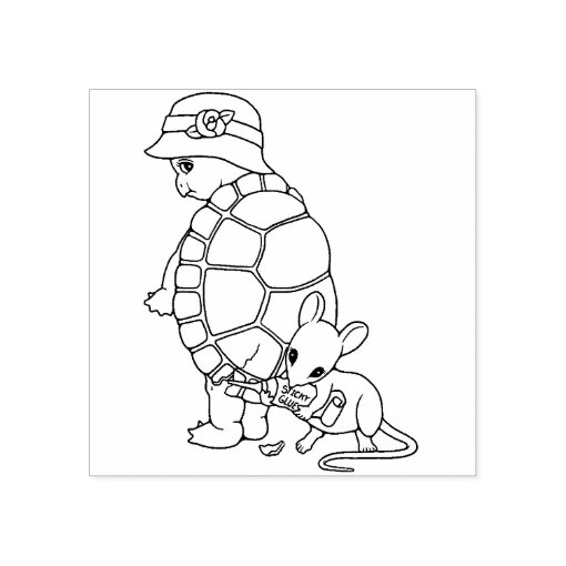 Cute Turtle and Mouse Friendship Rubber Stamp | Zazzle