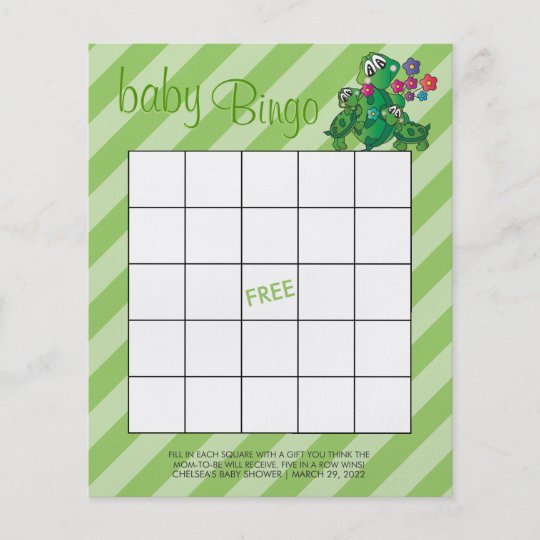 Cute Turtle Baby Shower Game - Bingo Flyer | Zazzle.com
