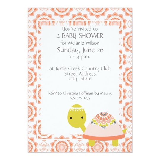 Cute Turtle Girl's Baby Shower Invitations | Zazzle.com