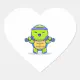 Cute Turtle Lifting Dumbbells Cartoon Illustration Heart Sticker | Zazzle