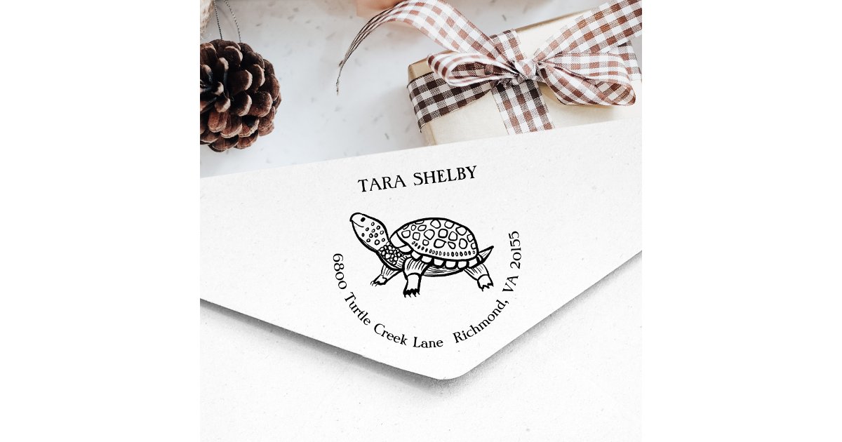 Cute Turtle Return Address Rubber Stamp | Zazzle
