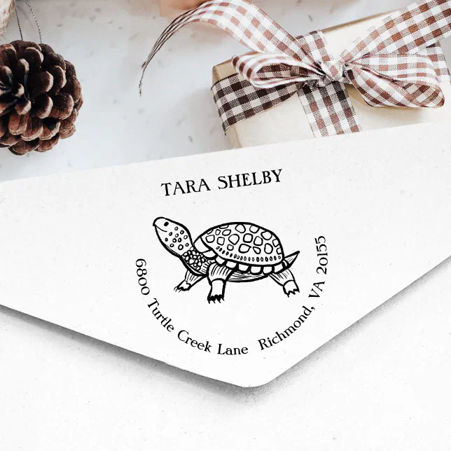 Cute Turtle Return Address Rubber Stamp | Zazzle