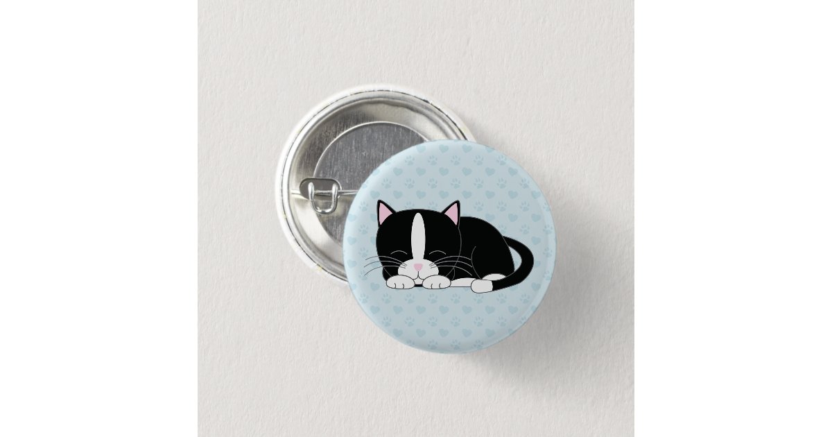 Cute Tuxedo Kitten Button | Zazzle